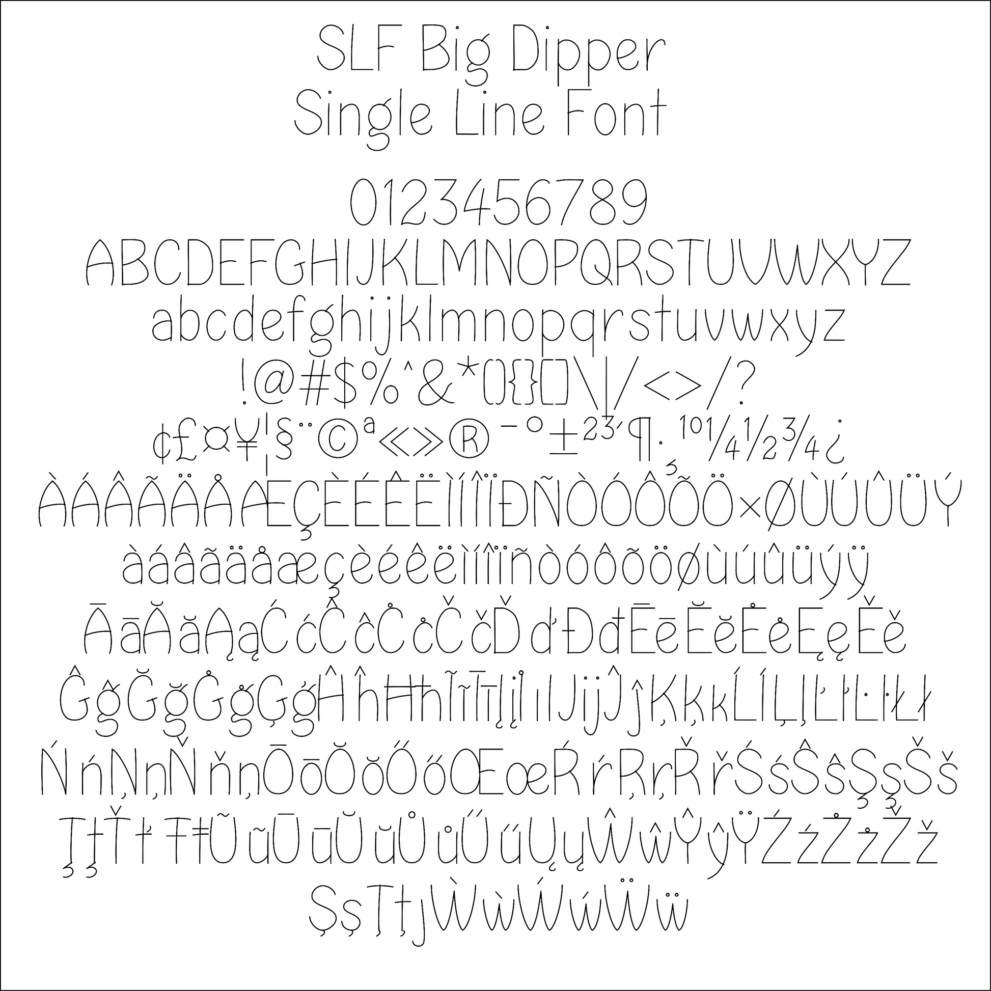 SLF Big Dipper – Single Line Print Font for Engraving & Crafting ...
